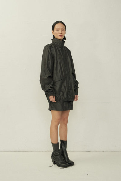 Black High Neck Zip Wind Jacket – APOC STORE