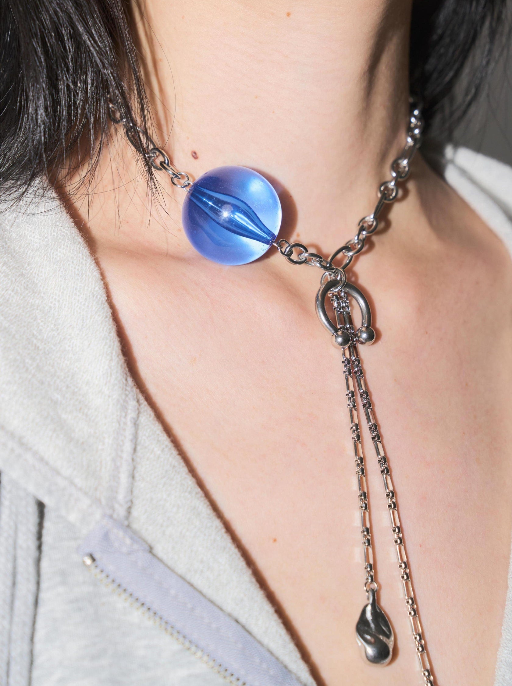 Blue Orb drop down necklace – APOC STORE