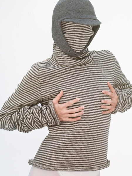 Ilana Blumberg Stripy DoubleSnood Top Grey & Oatmeal – APOC STORE