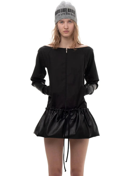 Urte Kat TAFFETA AND FAUX LEATHER TRACK DRESS – APOC STORE