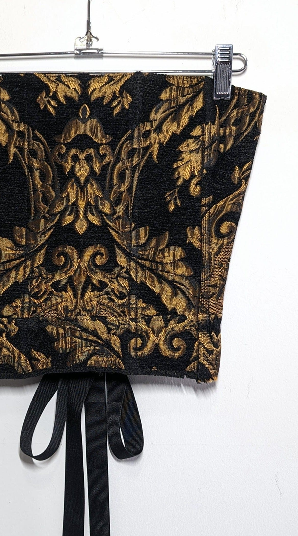 Kristin Mallison Black & Gold Floral Upholstery Corset – APOC STORE