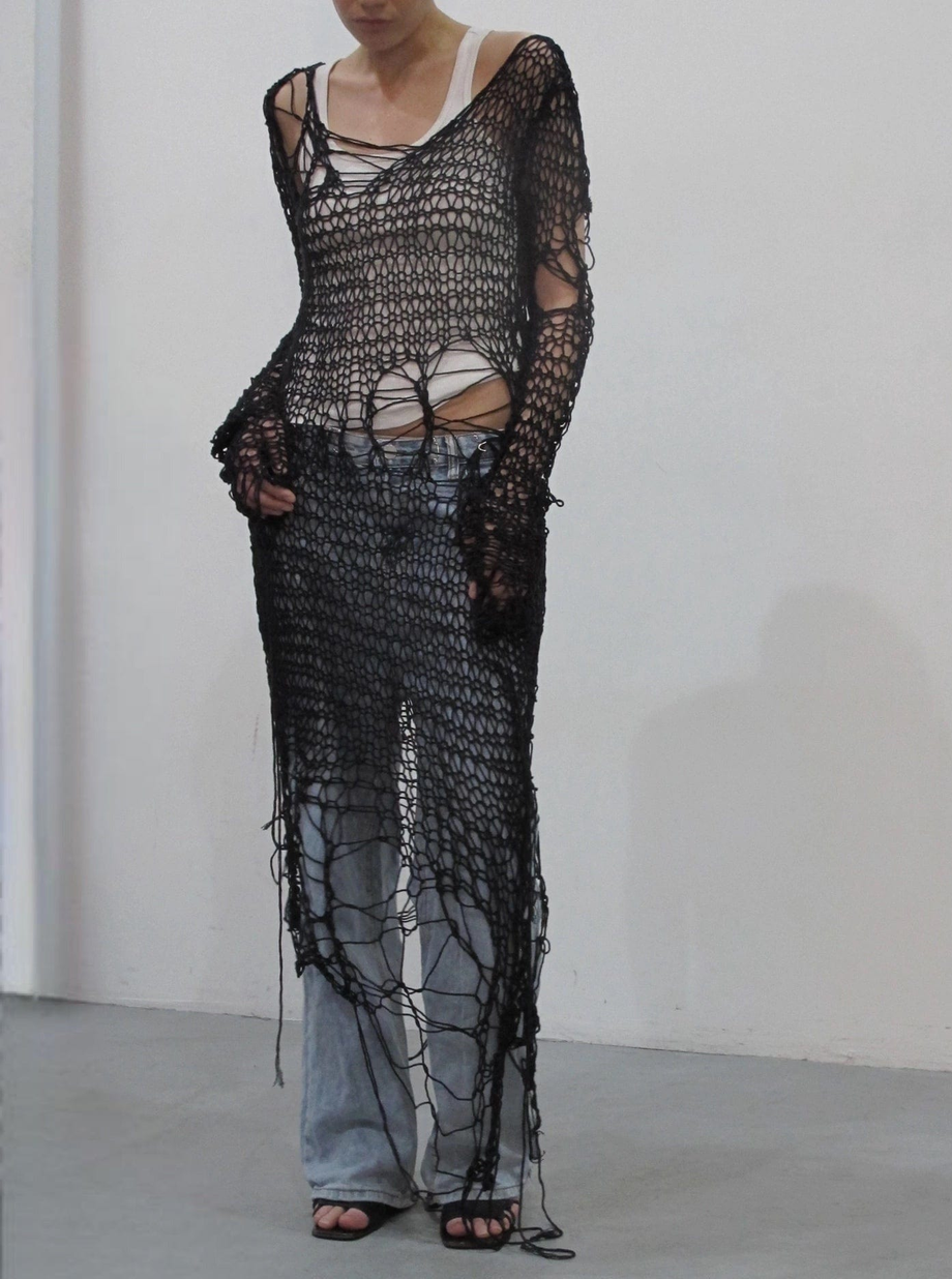 V4K Holey Dress in Black – APOC STORE
