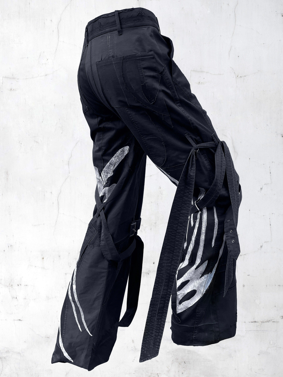 UNDER THE SIGN PRINTED SUBMARINE PATCHWORK PANTS BLACK – APOC STORE