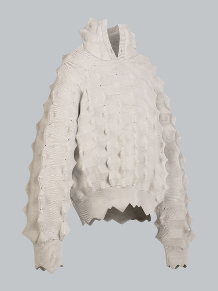 MADFRENZY Spiked Knit Ivory Hoodie – APOC STORE