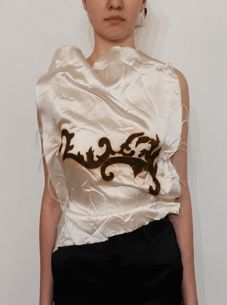 TRANSE PARIS Wrinkbled Hand-print Top With Stripes – APOC STORE