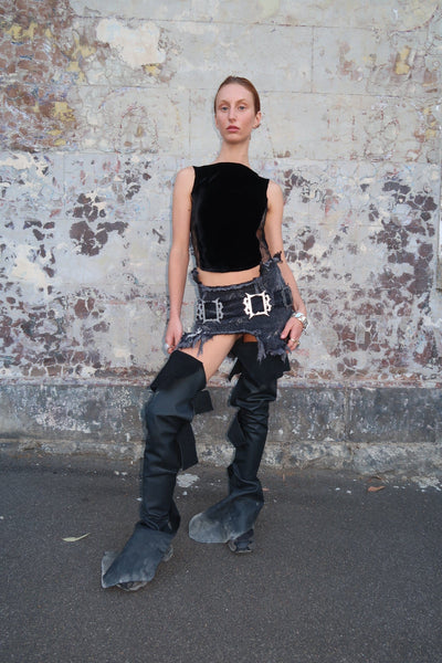 Karlaidlaw Denim Garter Skirt – APOC STORE