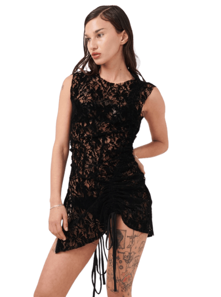 Karlaidlaw Ruched Lace Mini Dress – APOC STORE